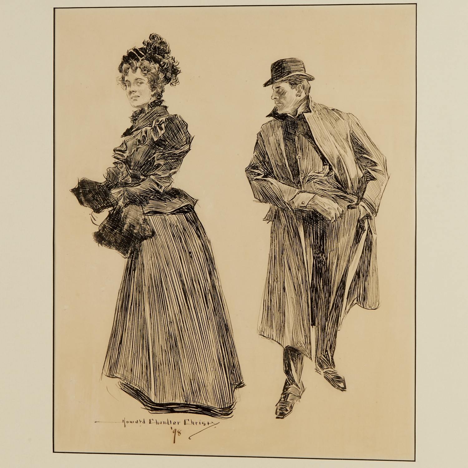 Howard Chandler Christy | Drawing of male and female figures (1898 ...