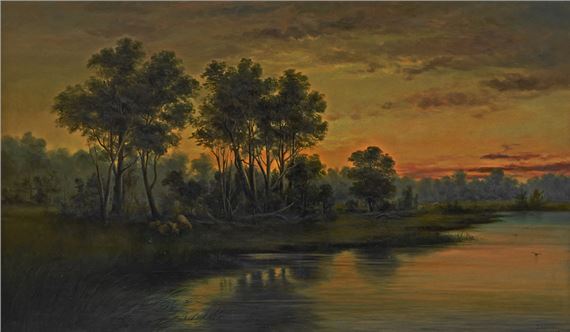 James Ashton | The River Murray, Sheep & Gums (1898) | MutualArt