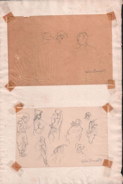 Valère Bernard | Lot de 15 dessins à la mine de plomb de personnages ...