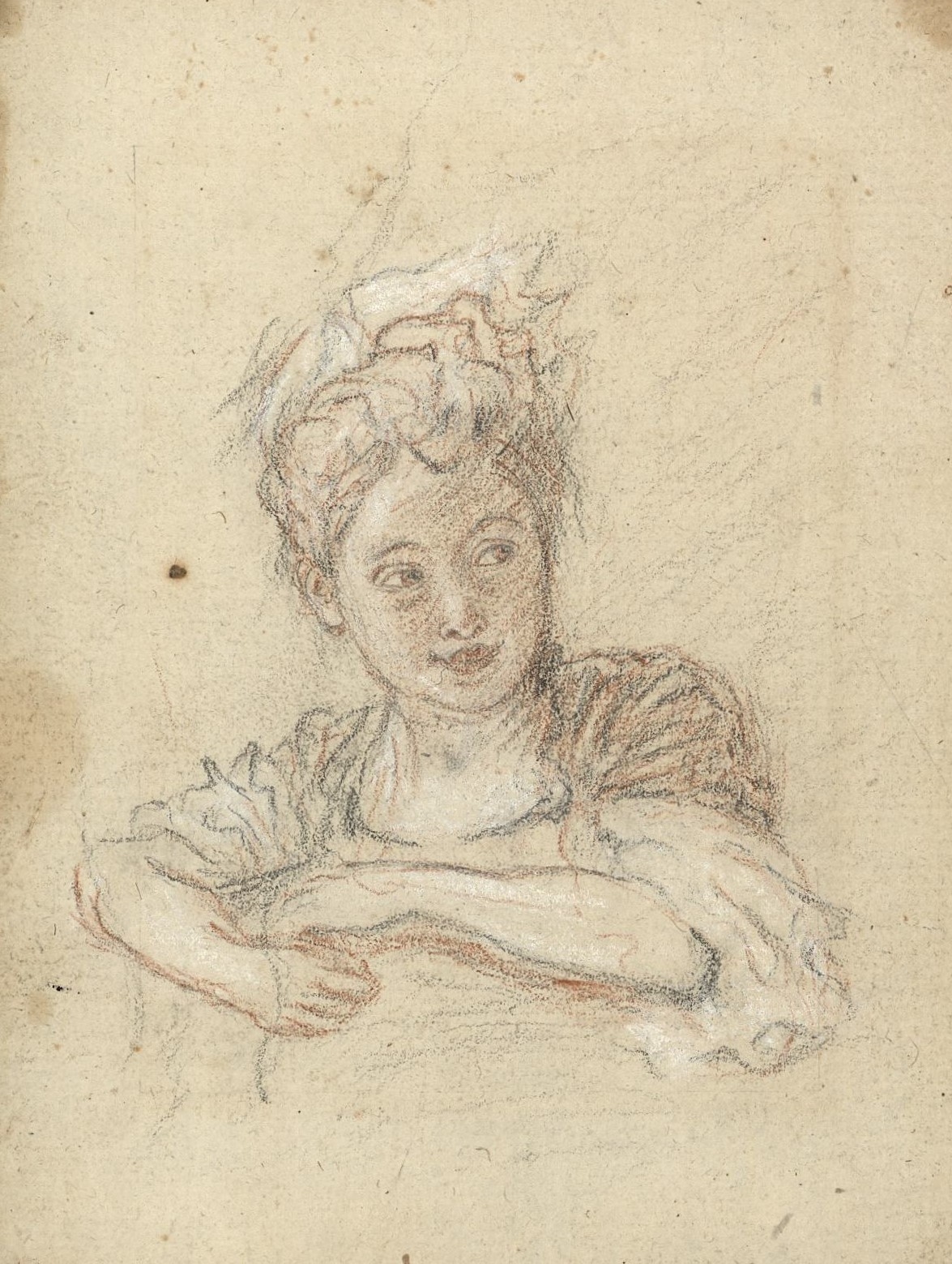 Jean-Antoine Watteau | Girl holding her arms to her chest | MutualArt