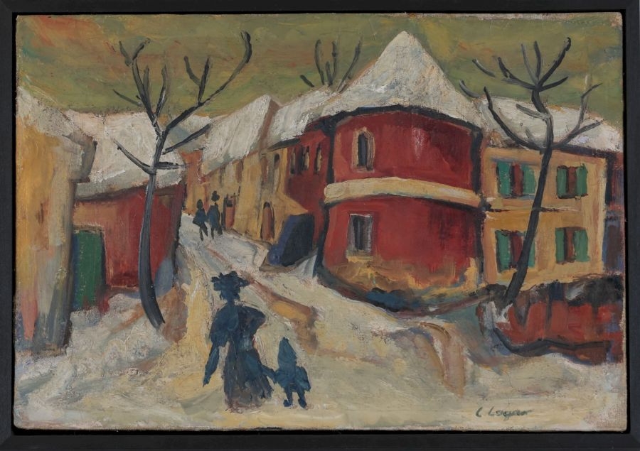 Celso Lagar | ¨Winterliche Dorfstraße mit Spaziergängern¨ | MutualArt