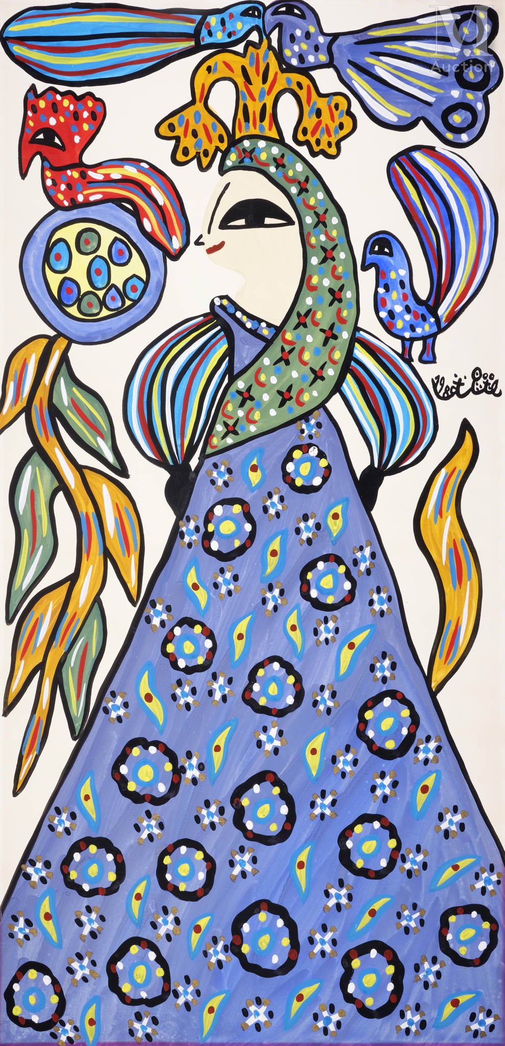 Baya Mahieddine | Femme aux quatre oiseaux | MutualArt