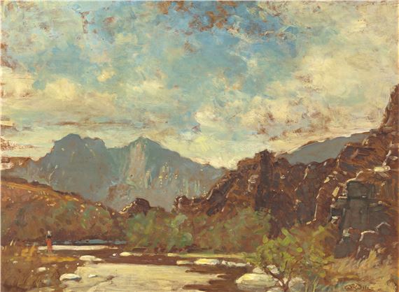 Walter Gilbert Wiles | Winding Roadway with Figure and Gum Trees ...