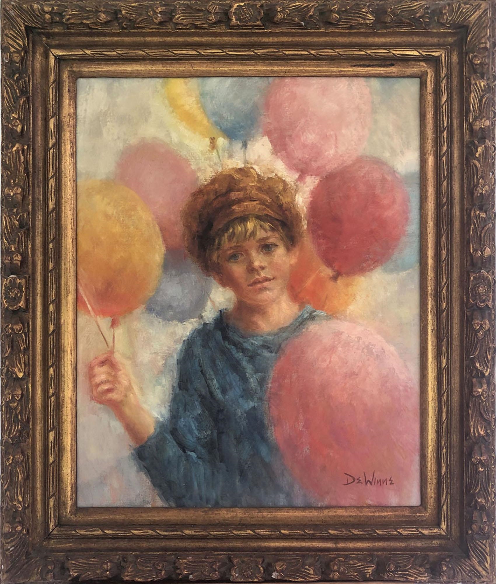 Lisette De Winne | Child with Balloons (Circa 1970) | MutualArt