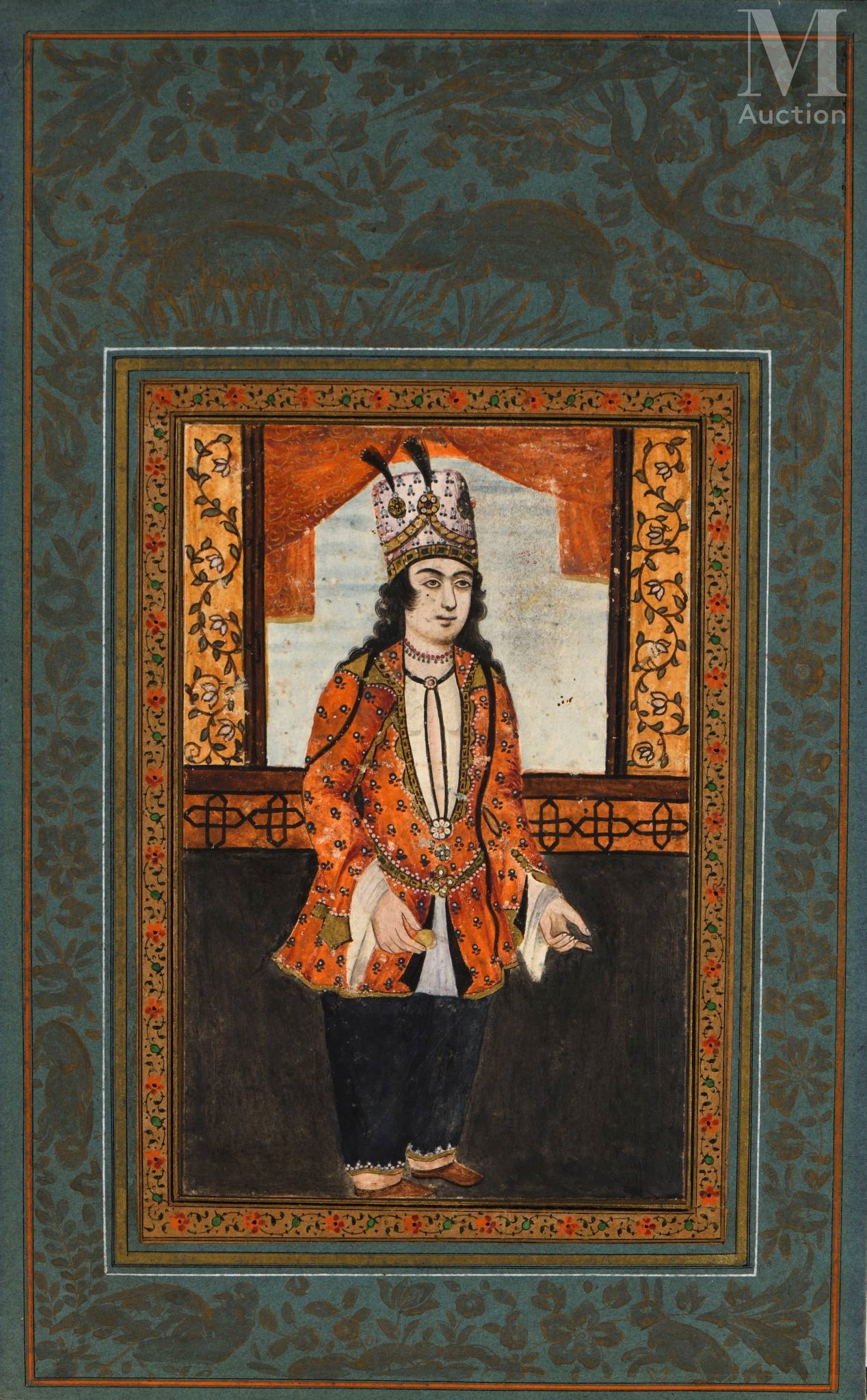 Iranian School, 19th Century | A Qajar moulded polychrome pottery tile ...