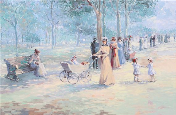 Steve Winsky | Stroller in the park; Women on a portico | MutualArt