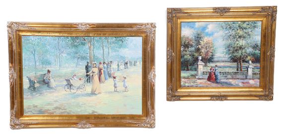 Steve Winsky | Stroller in the park; Women on a portico | MutualArt