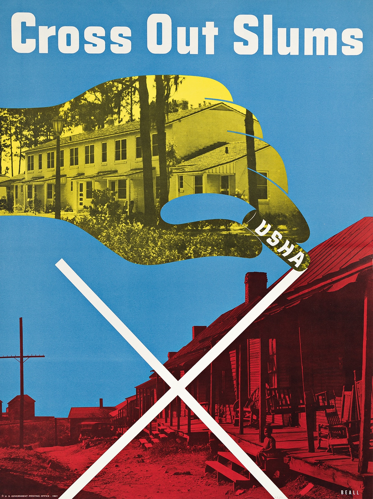 Lester Beall | LESTER BEALL (1903-1969). CROSS OUT SLUMS / UNITED ...