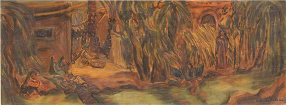 Inji Efflatoun | Village Scene (1955) | MutualArt