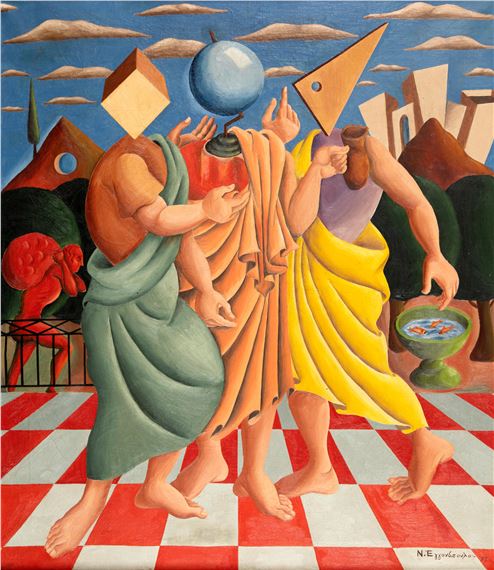 Nikos Engonopoulos | Trois philosophes (1937) | MutualArt