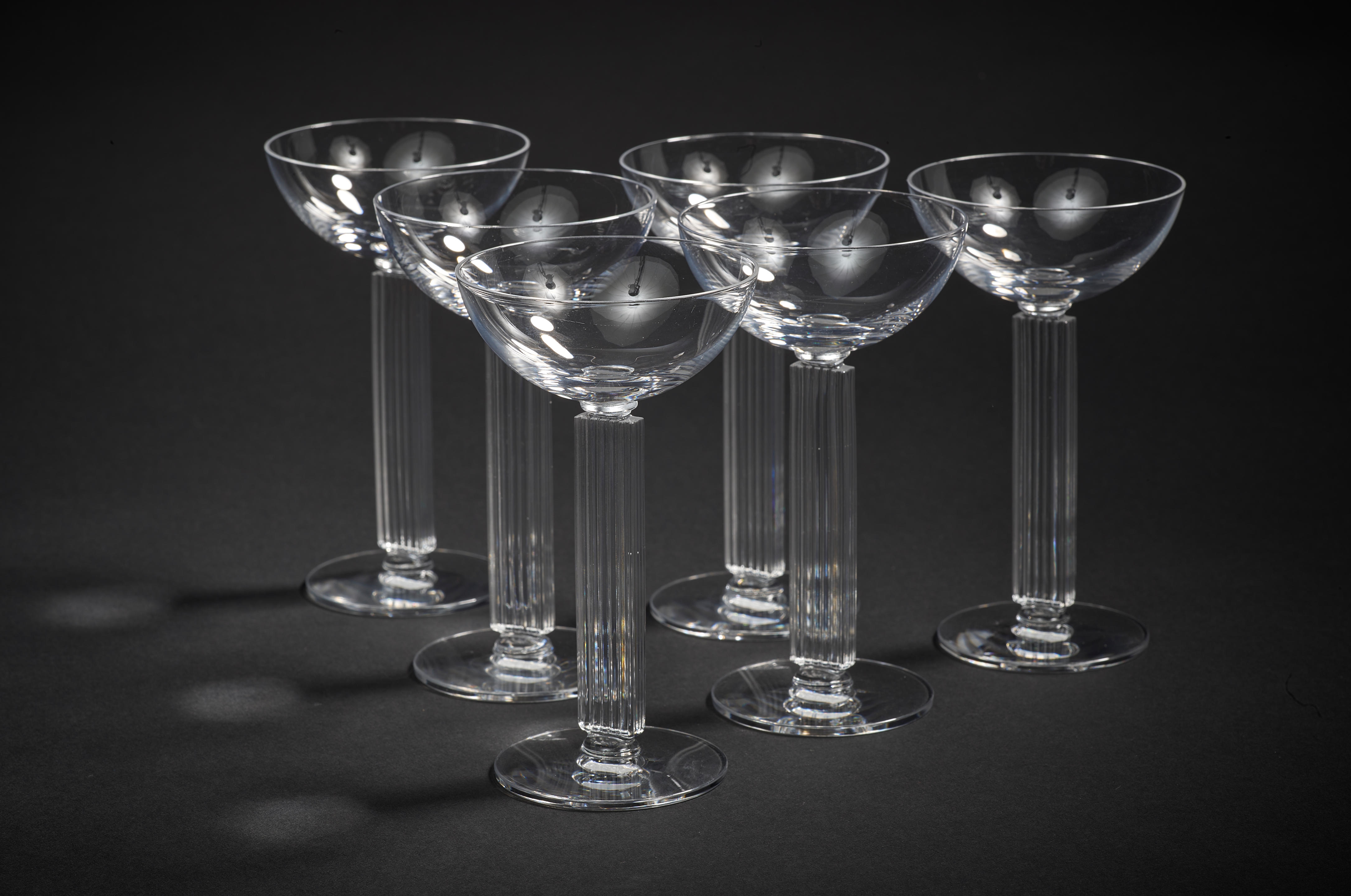 Walter Dorwin Teague | Suite de six coupes à champagne Ambassades ...
