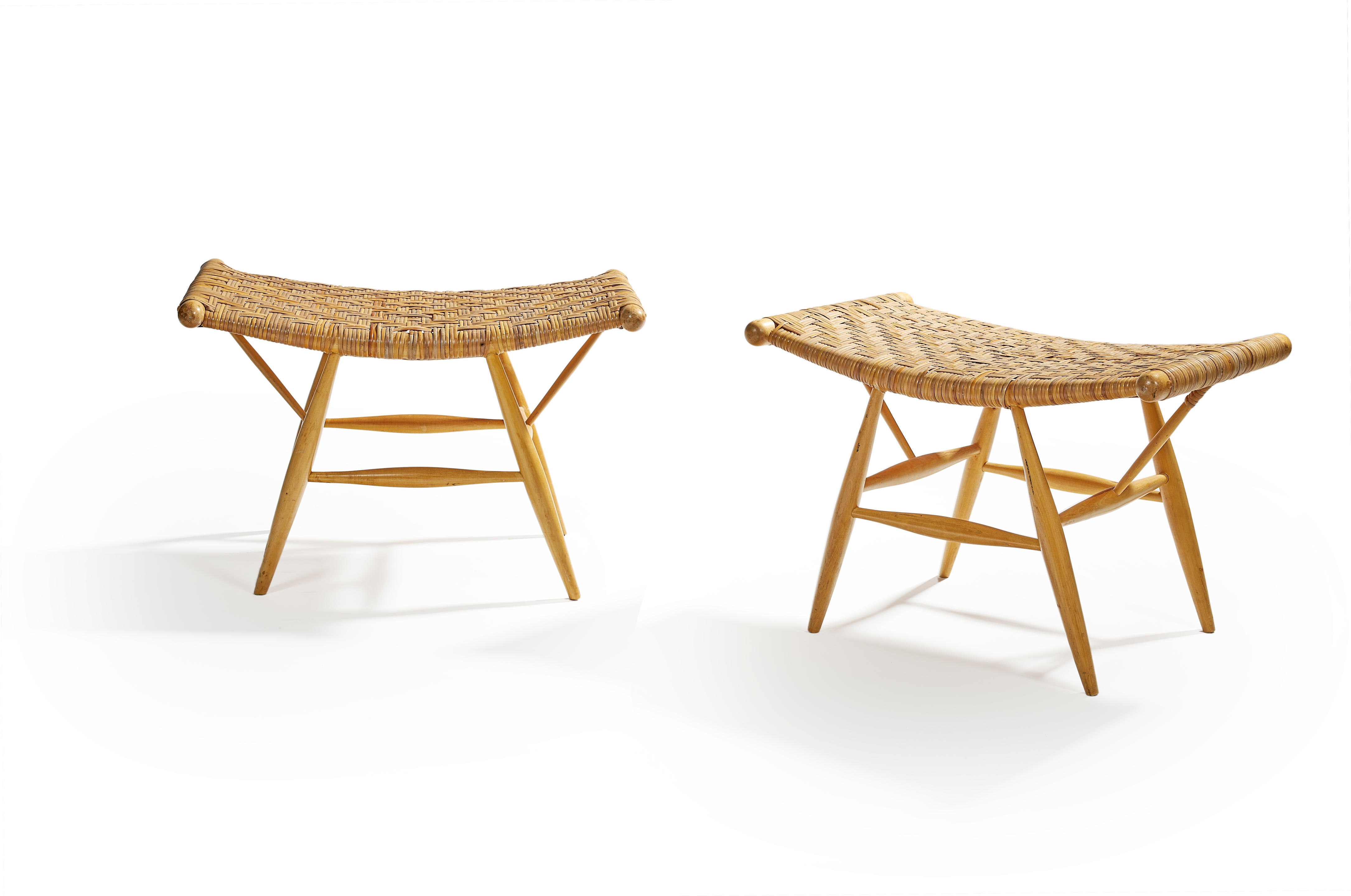 Ilmari Tapiovaara | Rare paire de tabourets pour Rauma-Repola Company ...