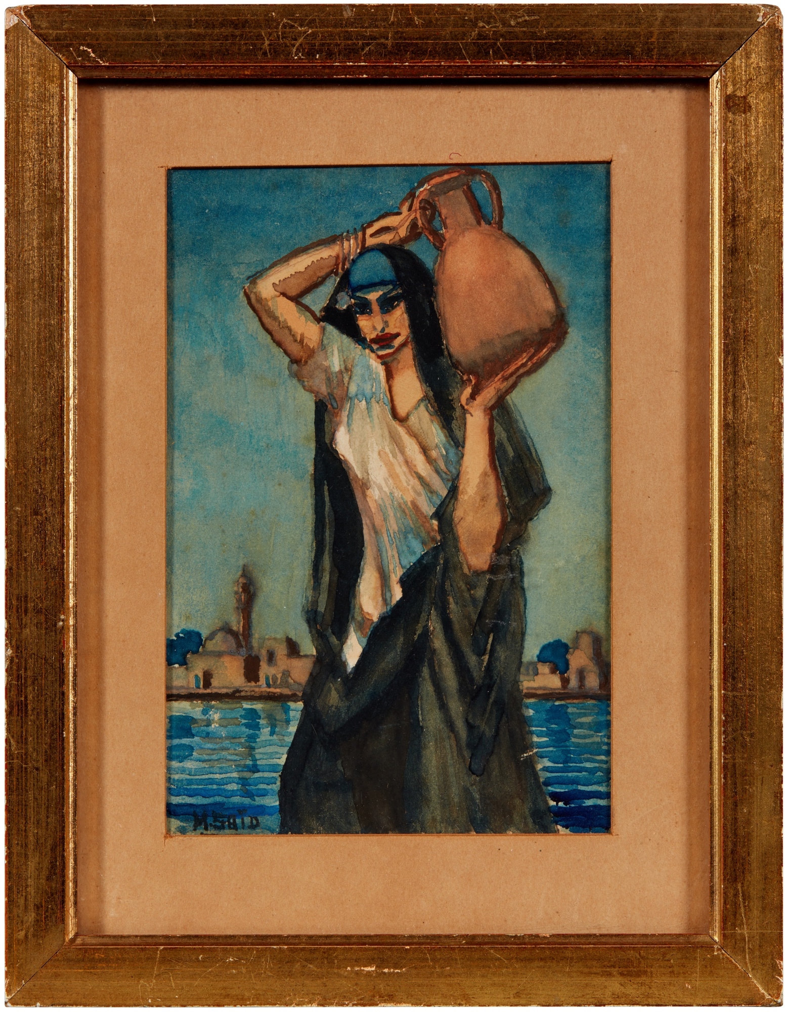 Mahmoud Said | Untitled (Woman with Amphora) (Late 1920s) | MutualArt