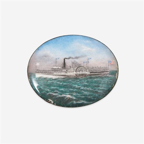 Mathieu Deroche | Miniature Portrait of an American Paddle Steamer ...