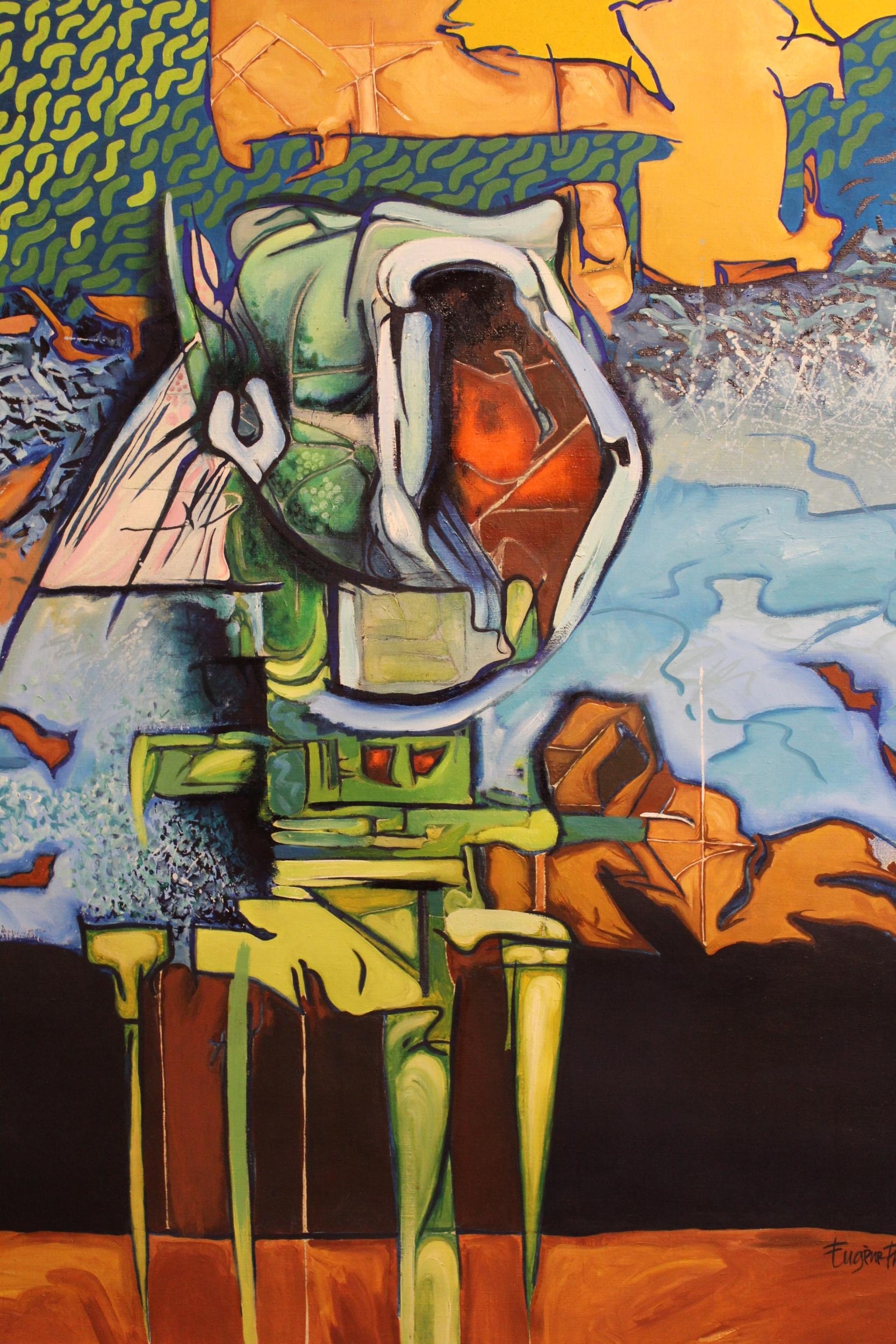 Eugene Press | abstract composition with a tetrapod (1974) | MutualArt