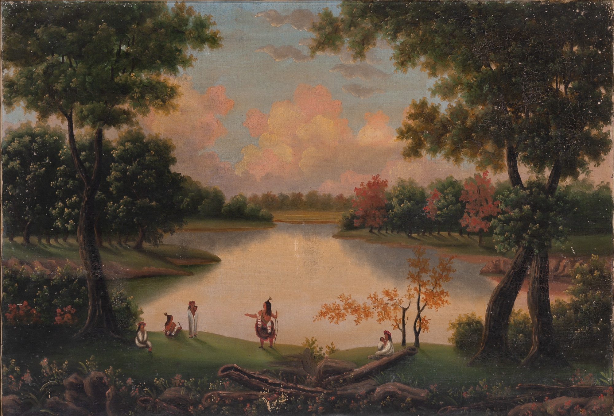 American School, 19th Century | Native Americans by a Lake Shore (19th ...