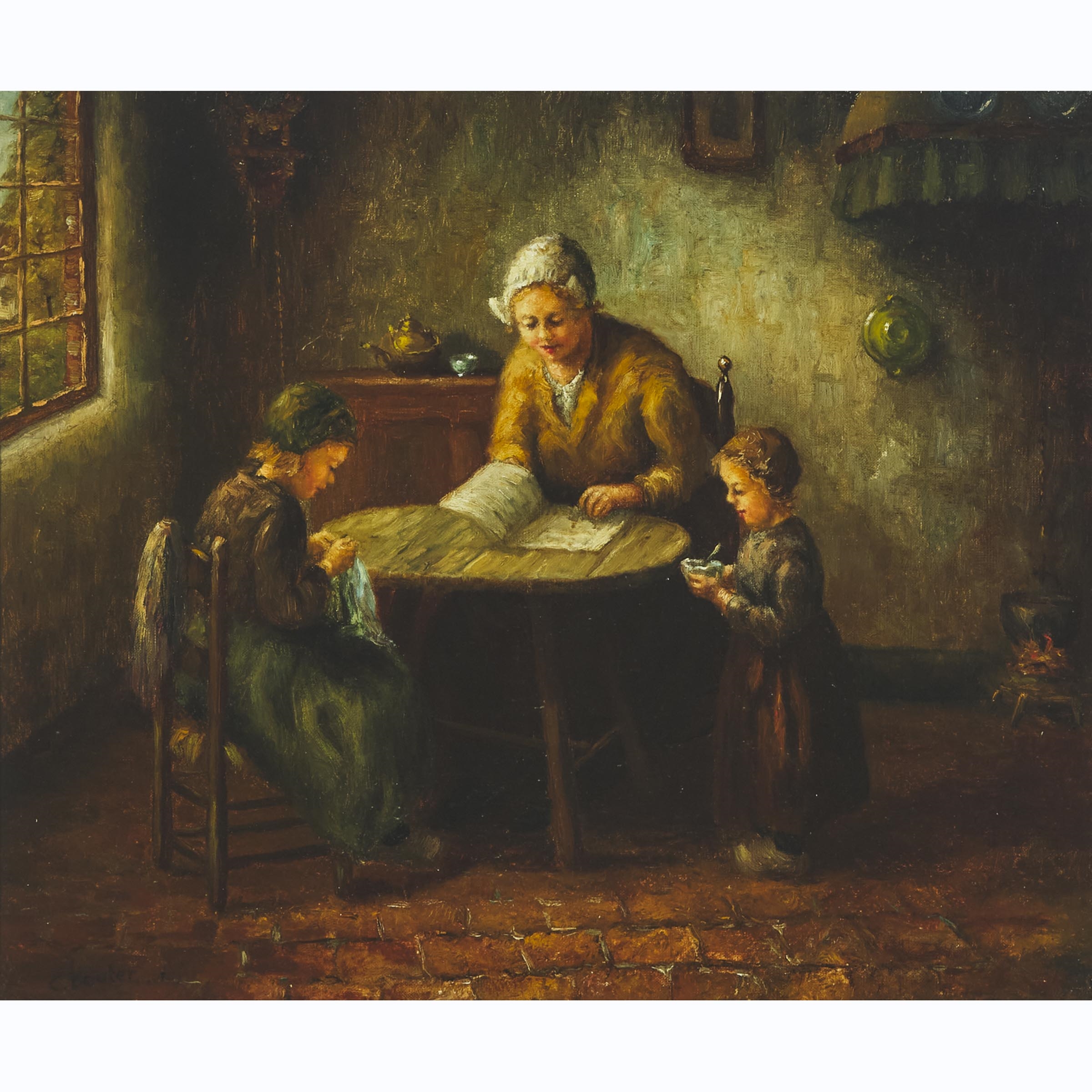 Cornelis Bouter | MOTHER READING TO HER CHILDREN | MutualArt