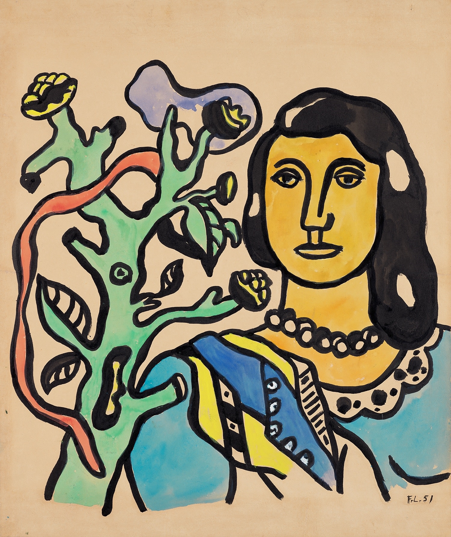 Fernand Léger | Jeune fille à la branche (1951) | MutualArt