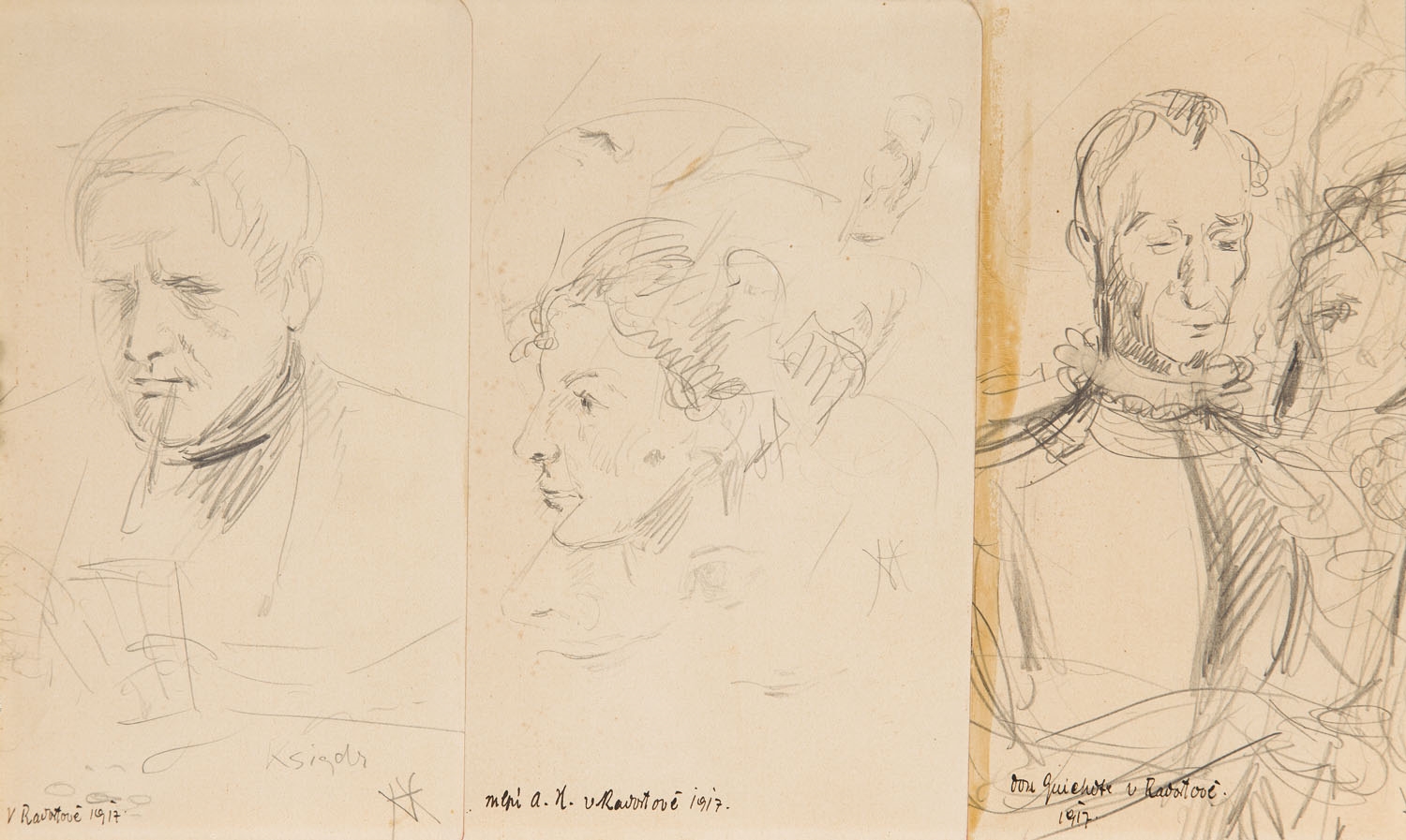 Vlastimil Hoffman | Set of portraits (1917) | MutualArt