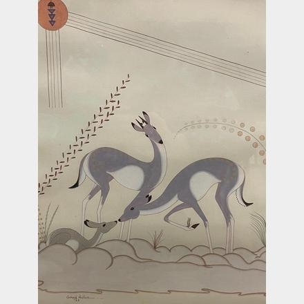 Gerald Nailor | Art Deco Painting of Deer | MutualArt