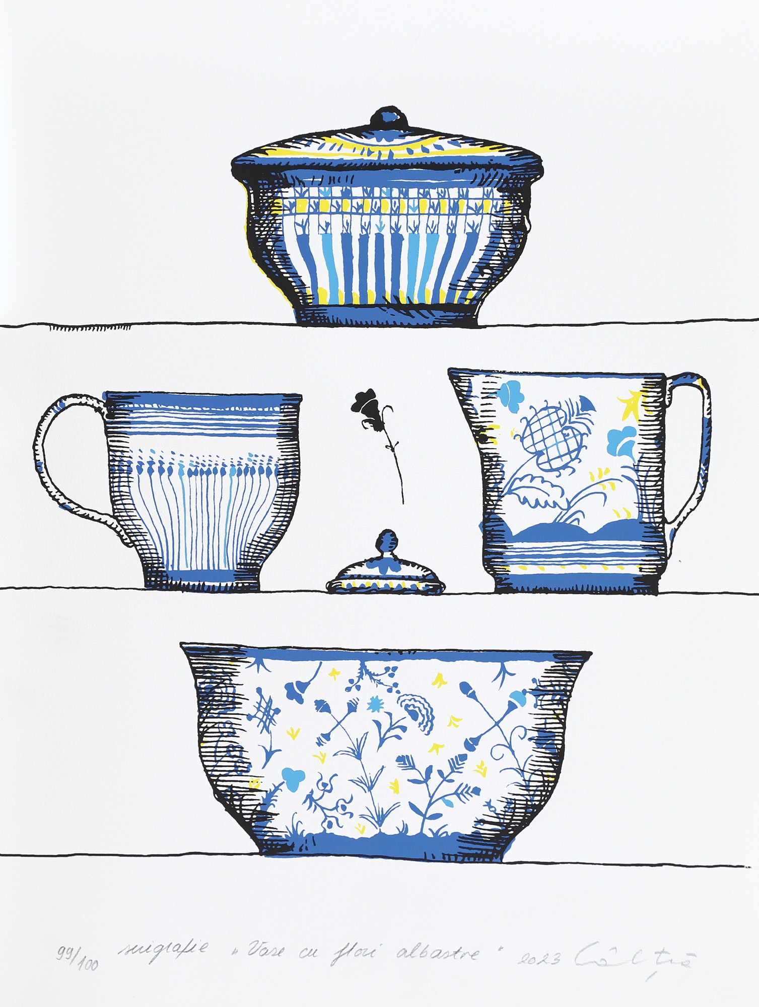 Stefan Caltia | Vase cu flori albastre | MutualArt