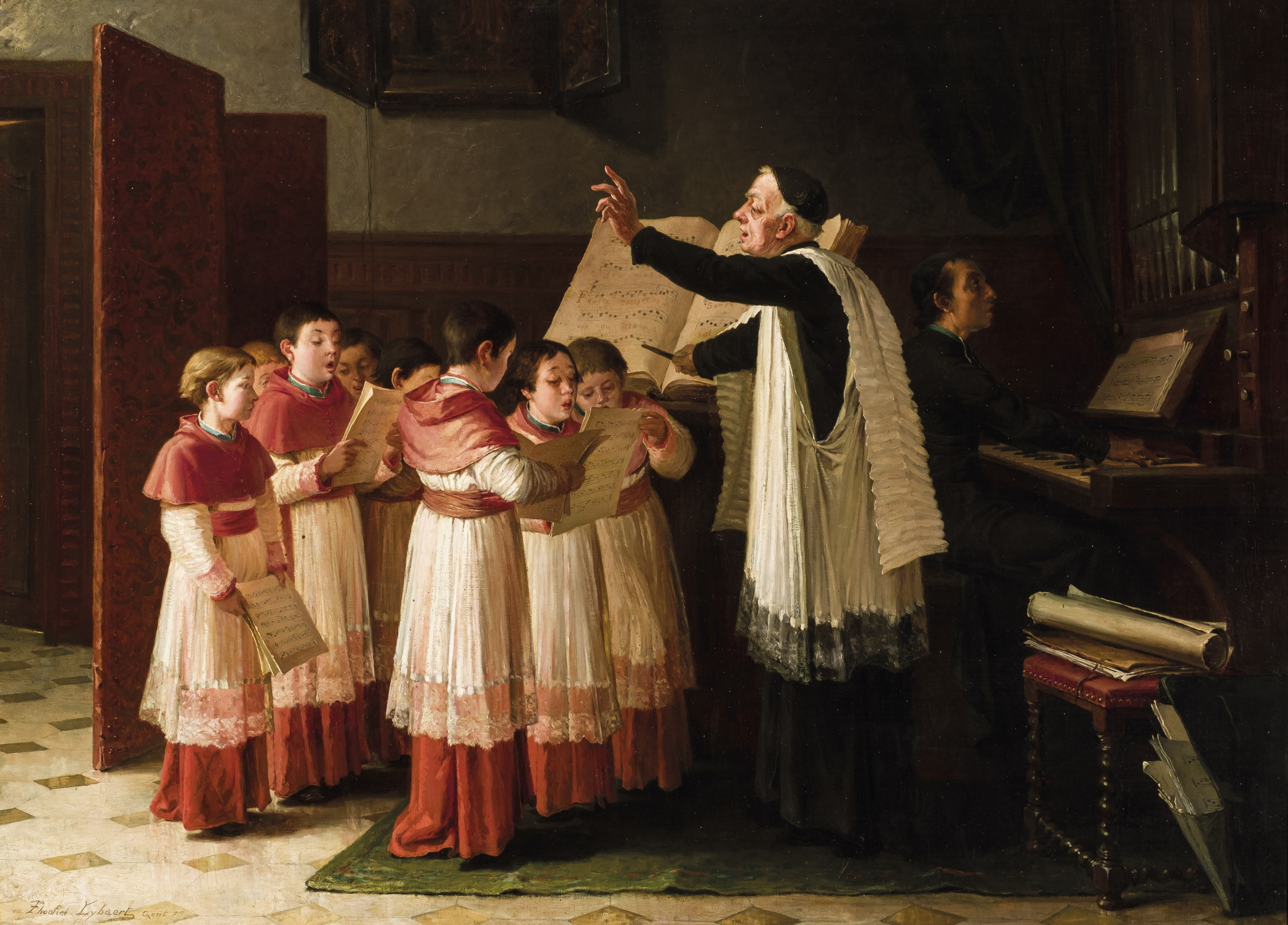 Theophile Marie Francois Lybaert | Music Lesson (1875) | MutualArt
