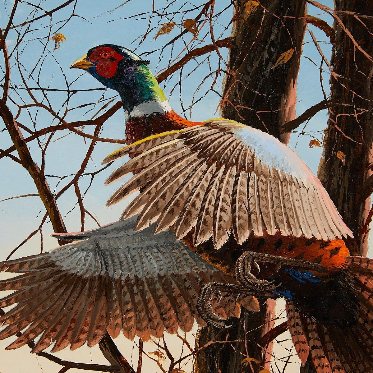 David Maass | Evening Flight - Pheasants | MutualArt