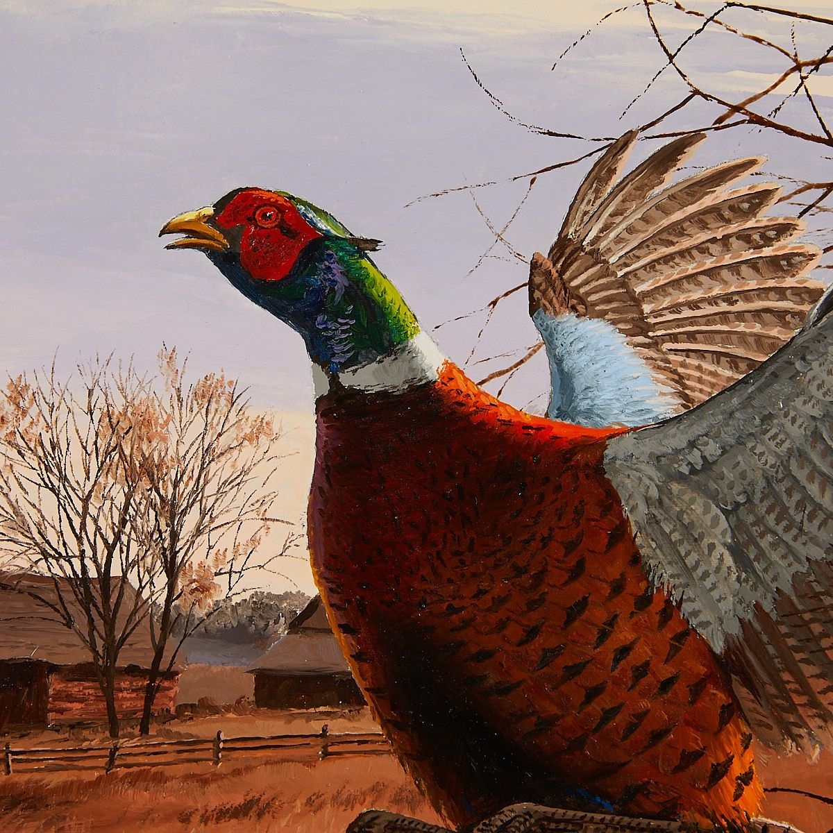 David Maass | Evening Flight - Pheasants | MutualArt