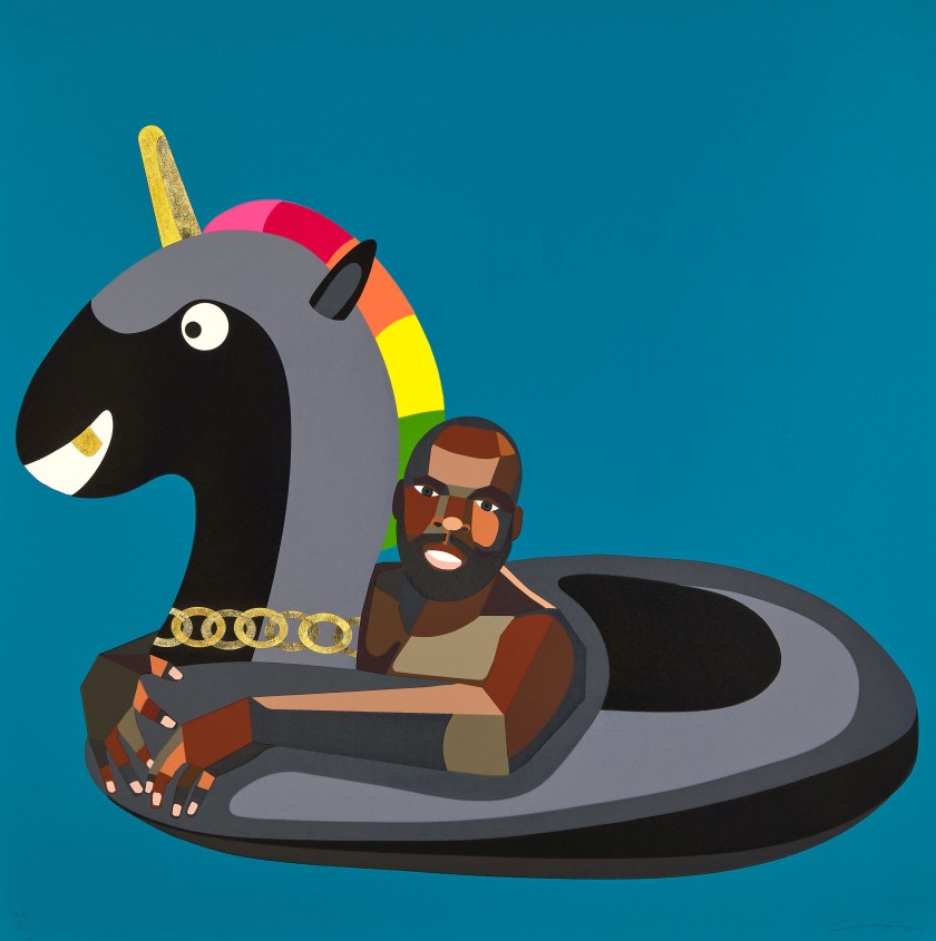 Derrick Adams | Self portrait on float (2019) | MutualArt