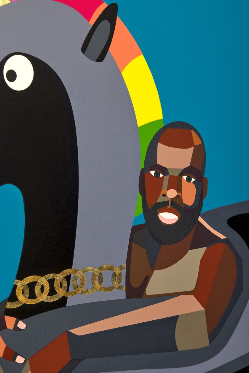 Derrick Adams | Self portrait on float (2019) | MutualArt