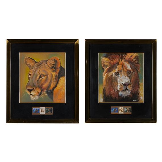 Bryan Moon | lion and lioness | MutualArt