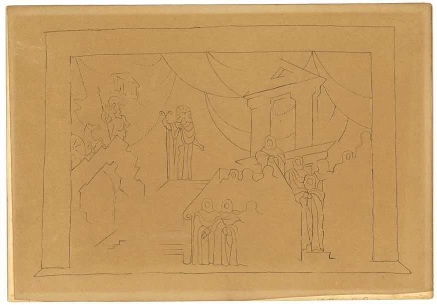 Theodore Stravinsky | Drawing for the set of the Opera OEdipe roi ...