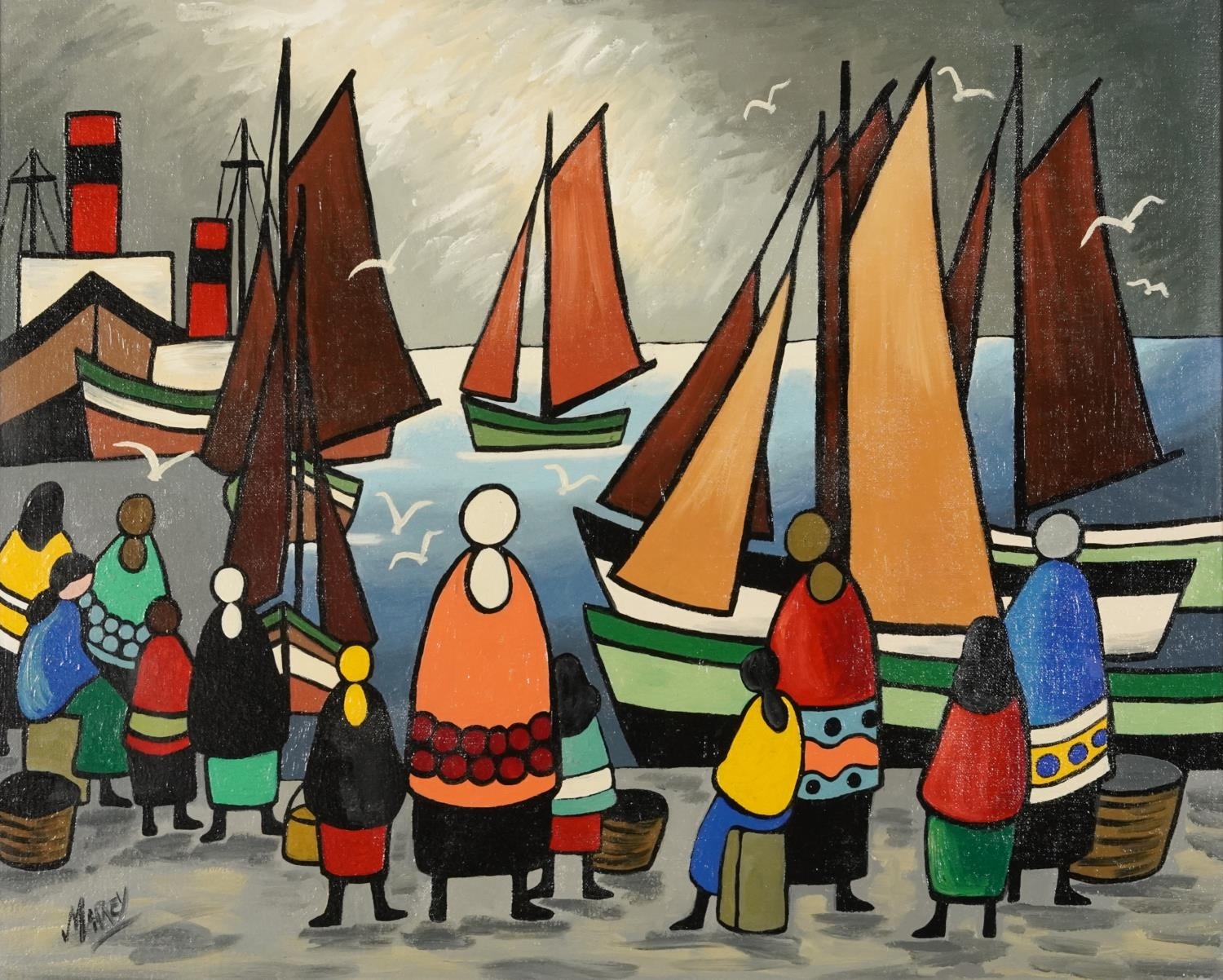 Markey Robinson | Figures before boats and water | MutualArt