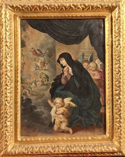 French School, 17th Century | Virgin Mary crying and praying before the ...