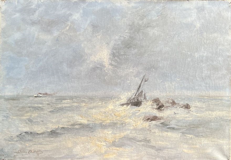 Charles Chatellier | Sailboat in the storm | MutualArt