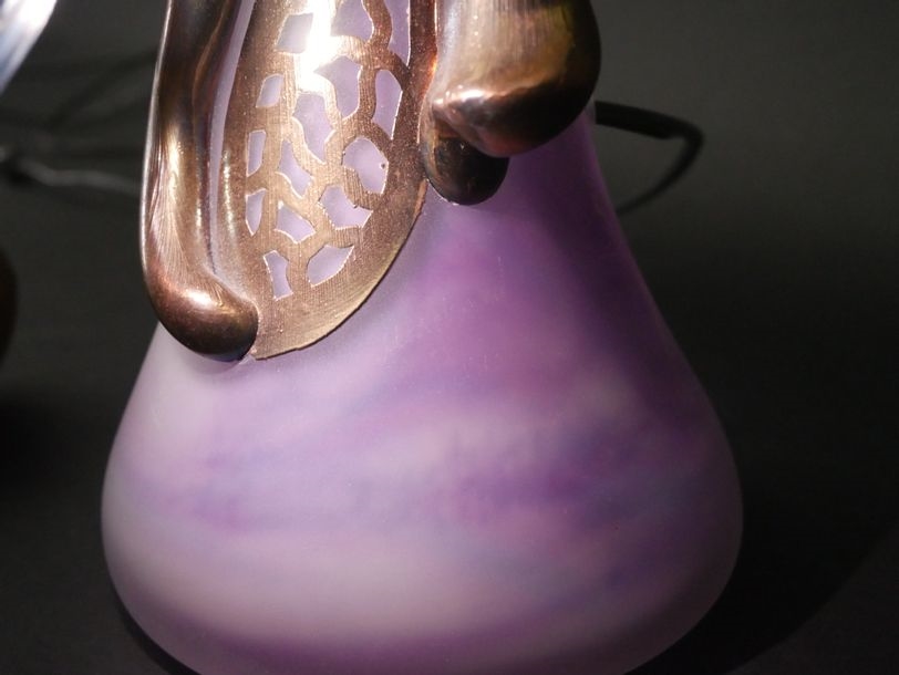 Marchand Paris | LAMP in marbled violet glass with brass inlay | MutualArt