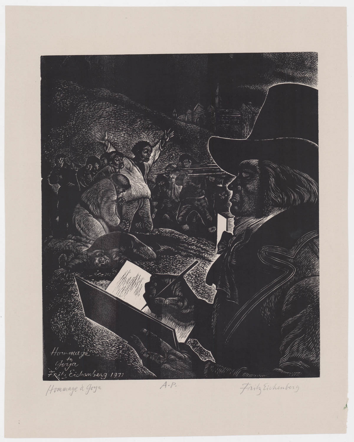 Fritz Eichenberg | Fritz Eichenberg Wood Engraving [Homage to Goya ...