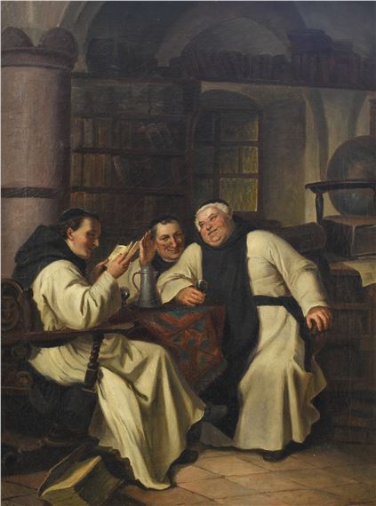 C. Graham | Monks merrymaking in a library | MutualArt