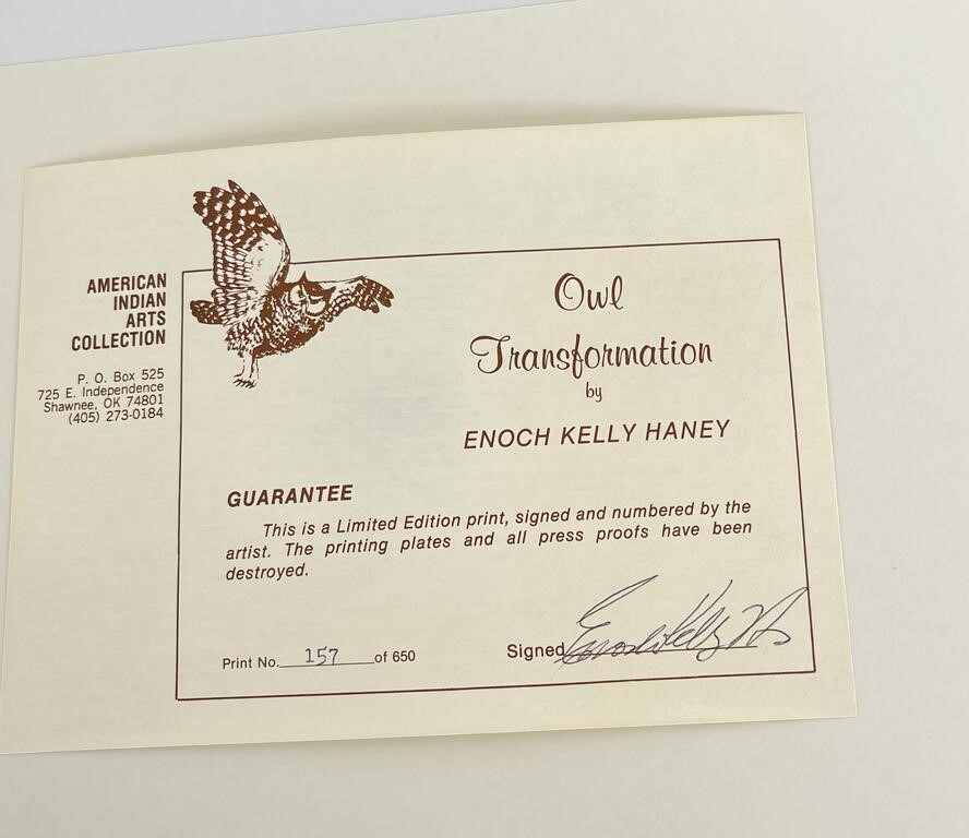 Enoch Kelly‏ Haney | Enoch Kelly Haney Owl Transformation Print | MutualArt