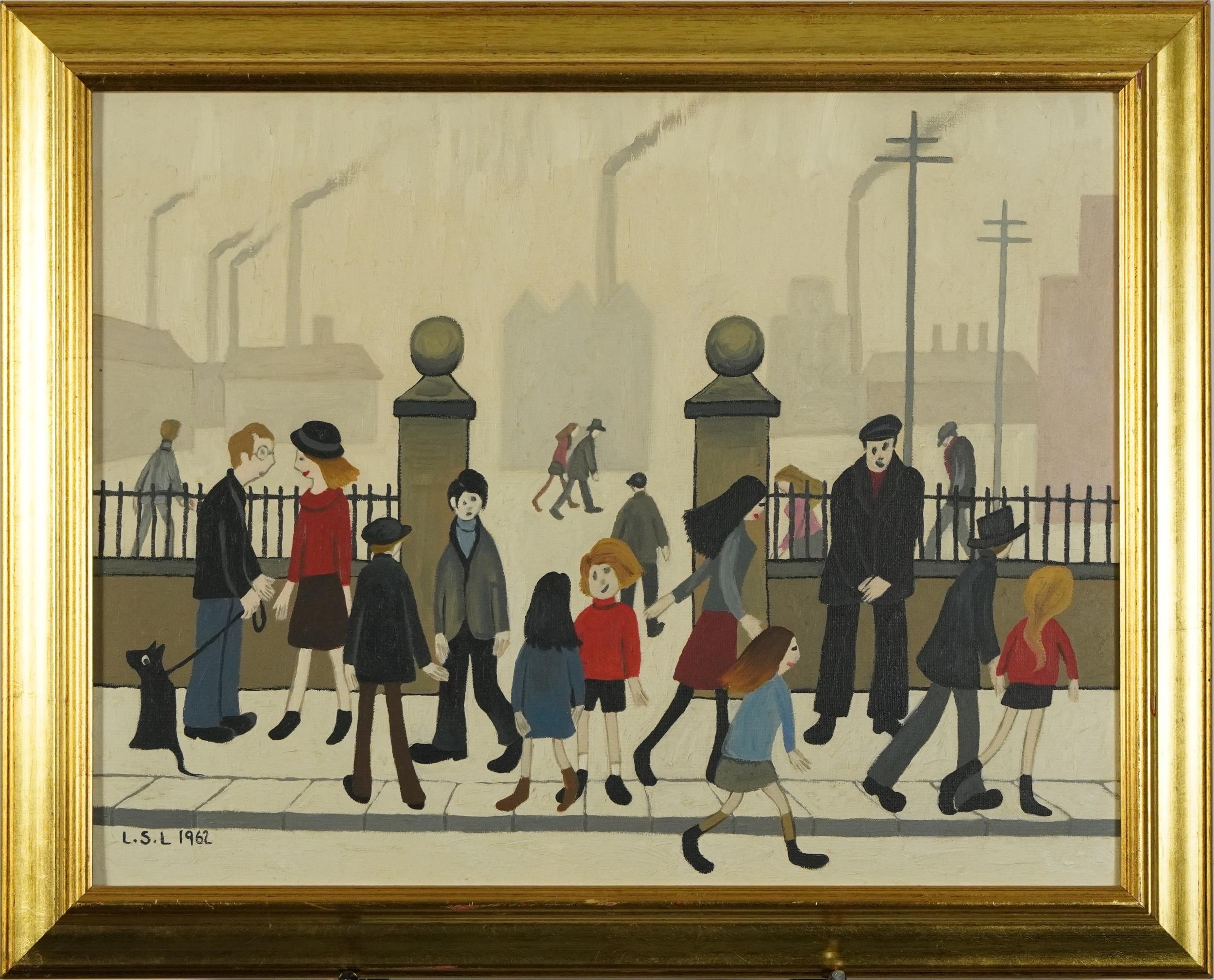 Laurence Stephen Lowry | Busy street scene before industrial factories ...