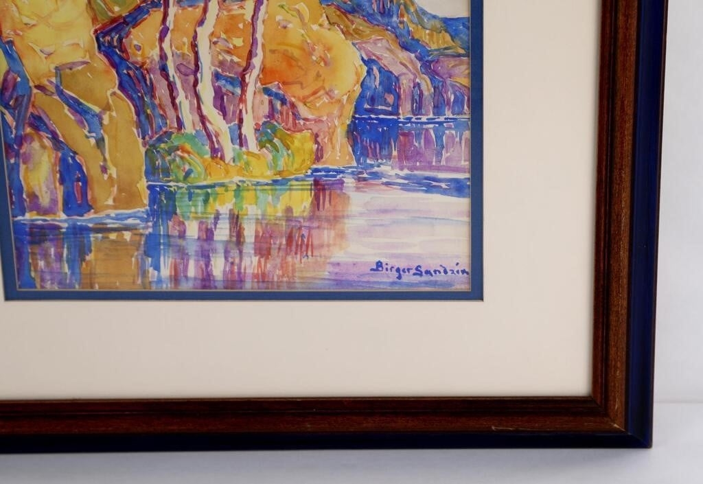 Birger Sandzén | Birger Sandzen Kansas Creek Watercolor Painting (1894 ...