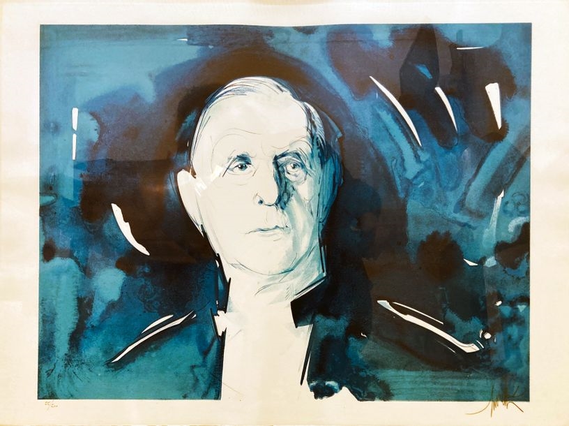 Raymond Moretti | Charles de Gaulle Lithographie signée en bas à droite ...