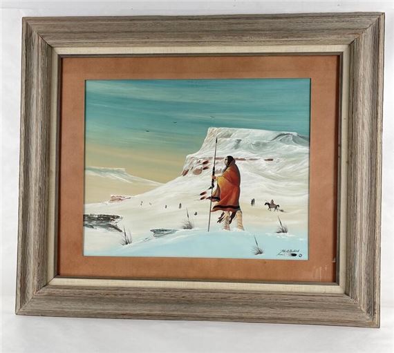 Robert Redbird | Robert Redbird Sr Oil on Board Painting | MutualArt