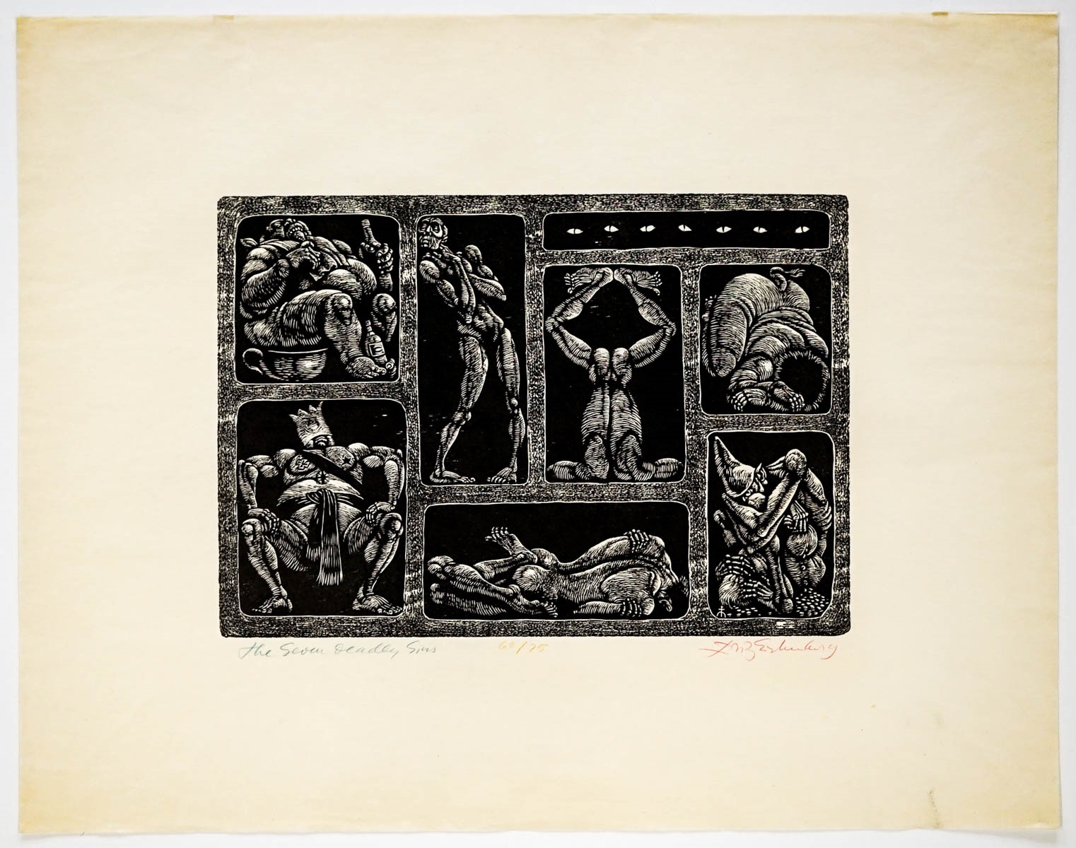 Fritz Eichenberg | Fritz Eichenberg S/N Wood Engraving [Deadly Sins ...