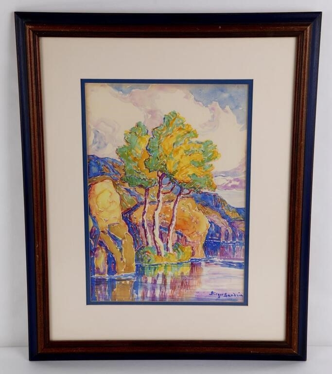 Birger Sandzén | Birger Sandzen Kansas Creek Watercolor Painting (1894 ...