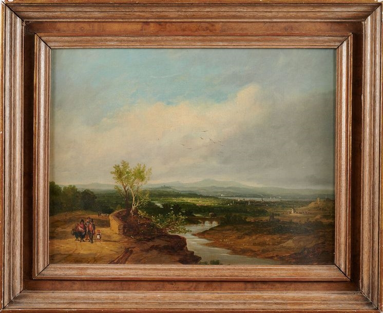 Alfred Vickers | Rural landscape with figures (1865) | MutualArt
