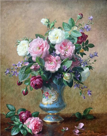 Albert Williams | Still life of mixed blooms in a Sevres style vase ...