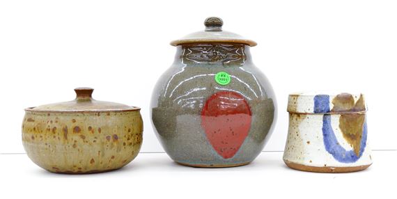 William Creitz | 3pc William Creitz Studio Pottery Covered Jars and ...