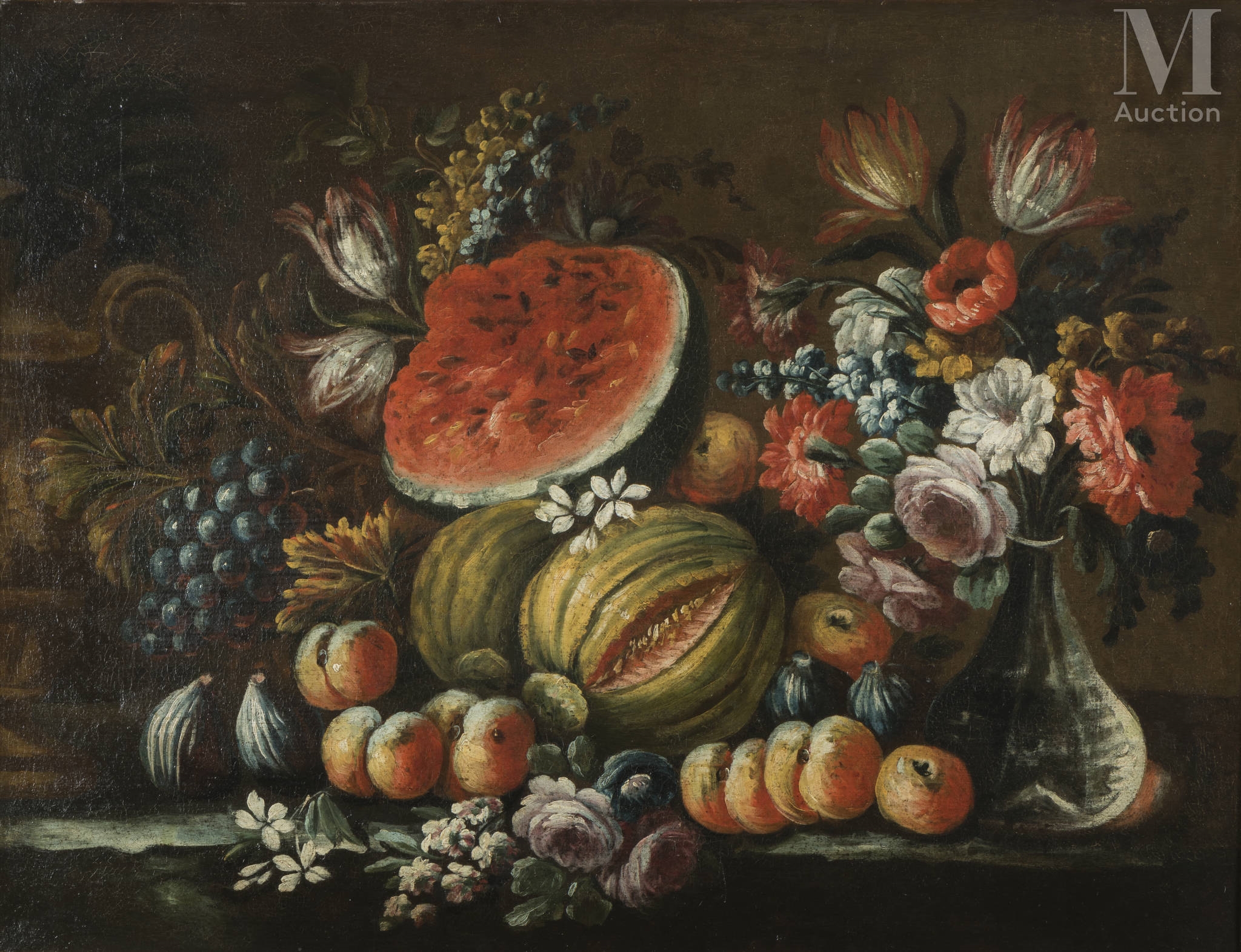 Neapolitan School, 18th Century | Nature-morte avec une pastèque, des ...