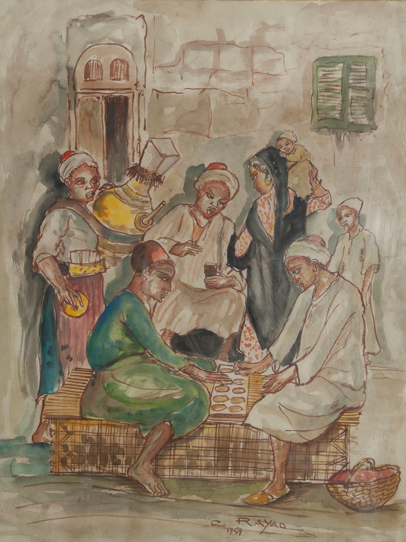 Ragheb Ayad | VILLAGERS RELAXING | MutualArt